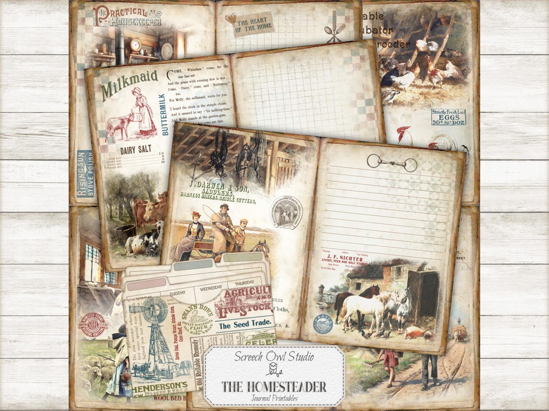 Farmhouse Printable Junk Journal, Farm Animals, Journal Ephemera, Farm ...