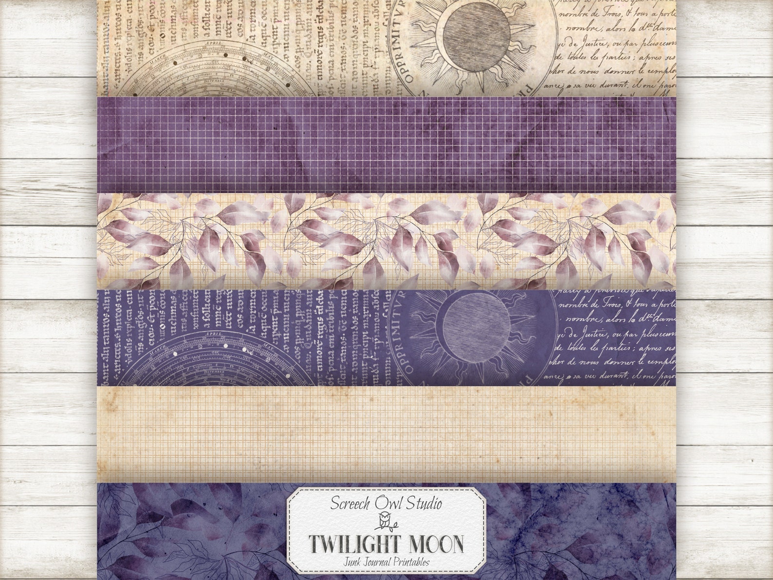 Twilight Moon Printable Paper Pack: Scrapbooking & Junk Journals ...