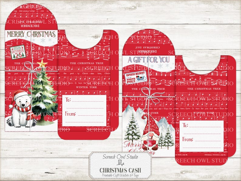 Christmas Money Envelopes: Printable Gift Wallets & Tags (digital ...
