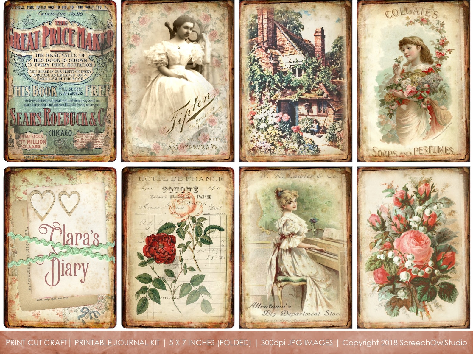 Vintage Diary Printable Journal Pages 5 X 7 Inch Digital | Etsy