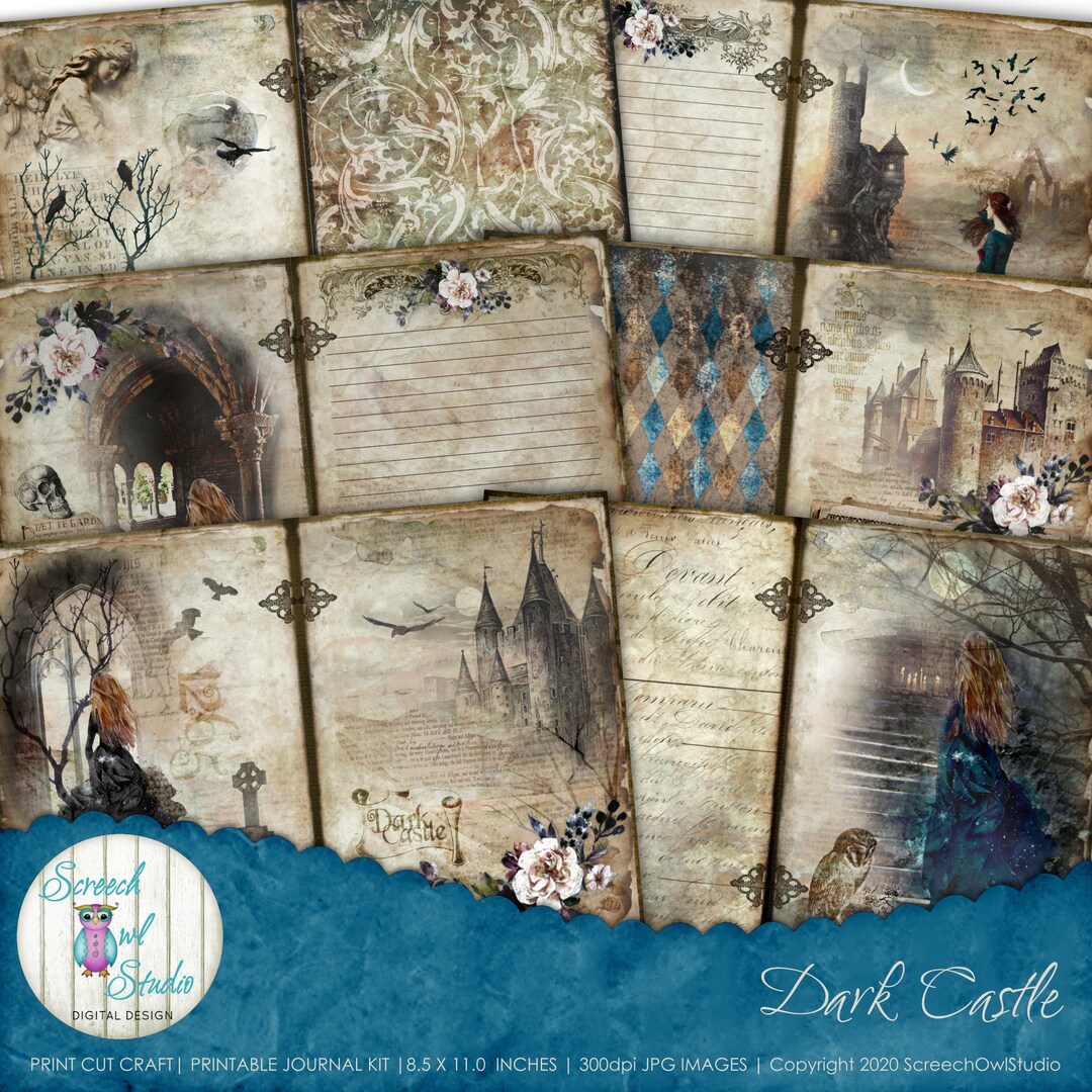 Gothic Journal Kit, Digital Junk Journal, 8.5 X 11 X in Collage Pages ...