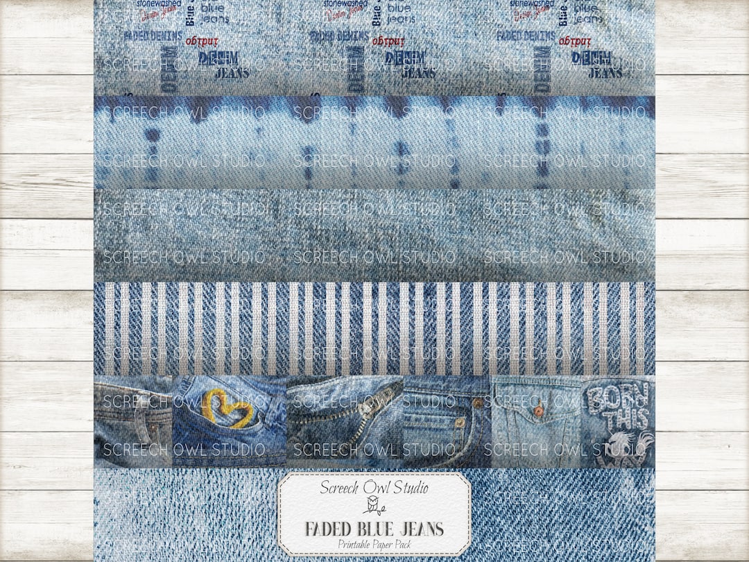 Printable Paper Pack, Denim Textures, Junk Journal, Scrapbooking ...