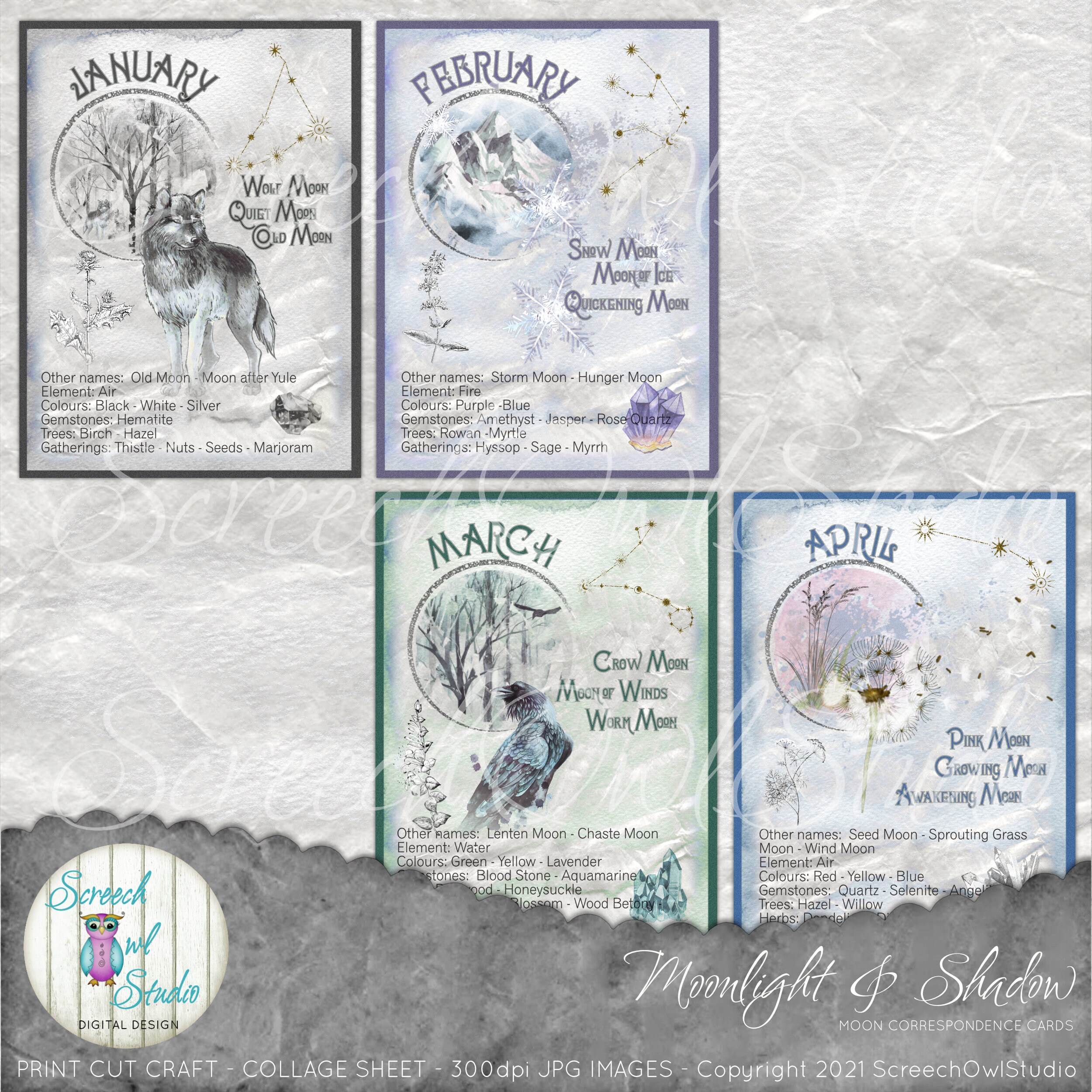 Moon Correspondence Cards Celestial Journal Cards Book of - Etsy