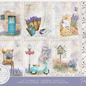 French Lavender Journal Kit, Perpetual Calendar, Fussy Cuts, Journal ...