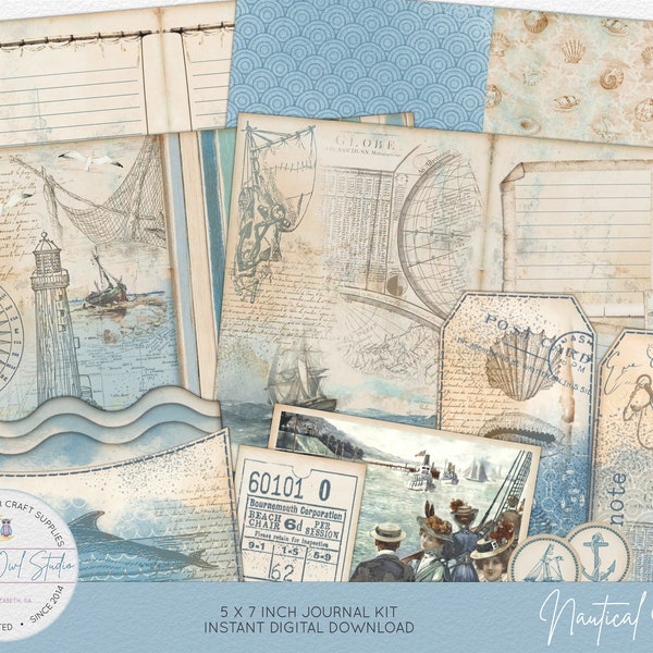 Digital Vintage Nautical Craft Paper - Etsy