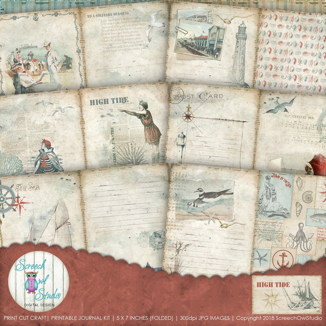 Seaside Junk Journal Kit, Beach, Nautical, Ocean, 5 X 7 Inch Journal ...