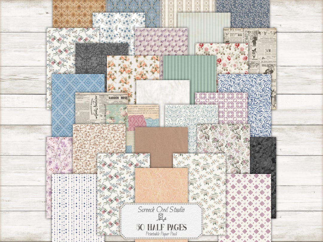 50 HALF PAGES, Card Making, Junk Journals, Paper Craft Supplies - Etsy