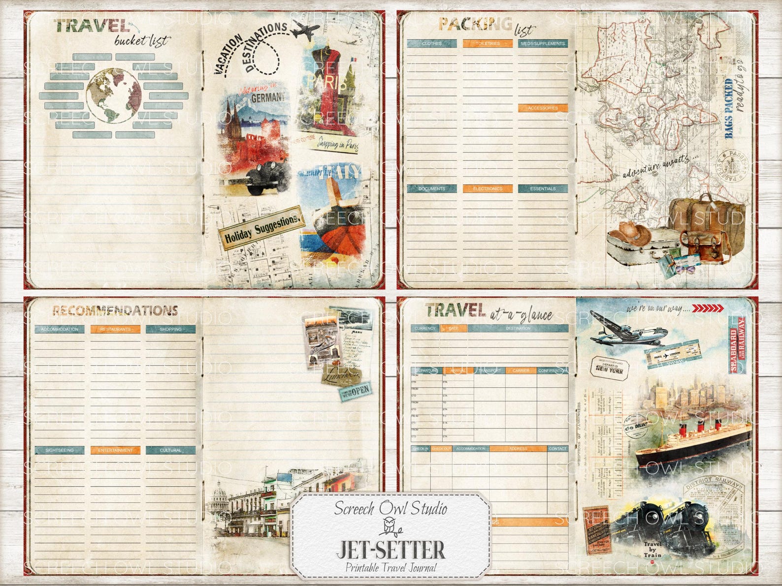 Printable Travel Planner & Journal, Vacation Junk Journal, Paper Craft ...