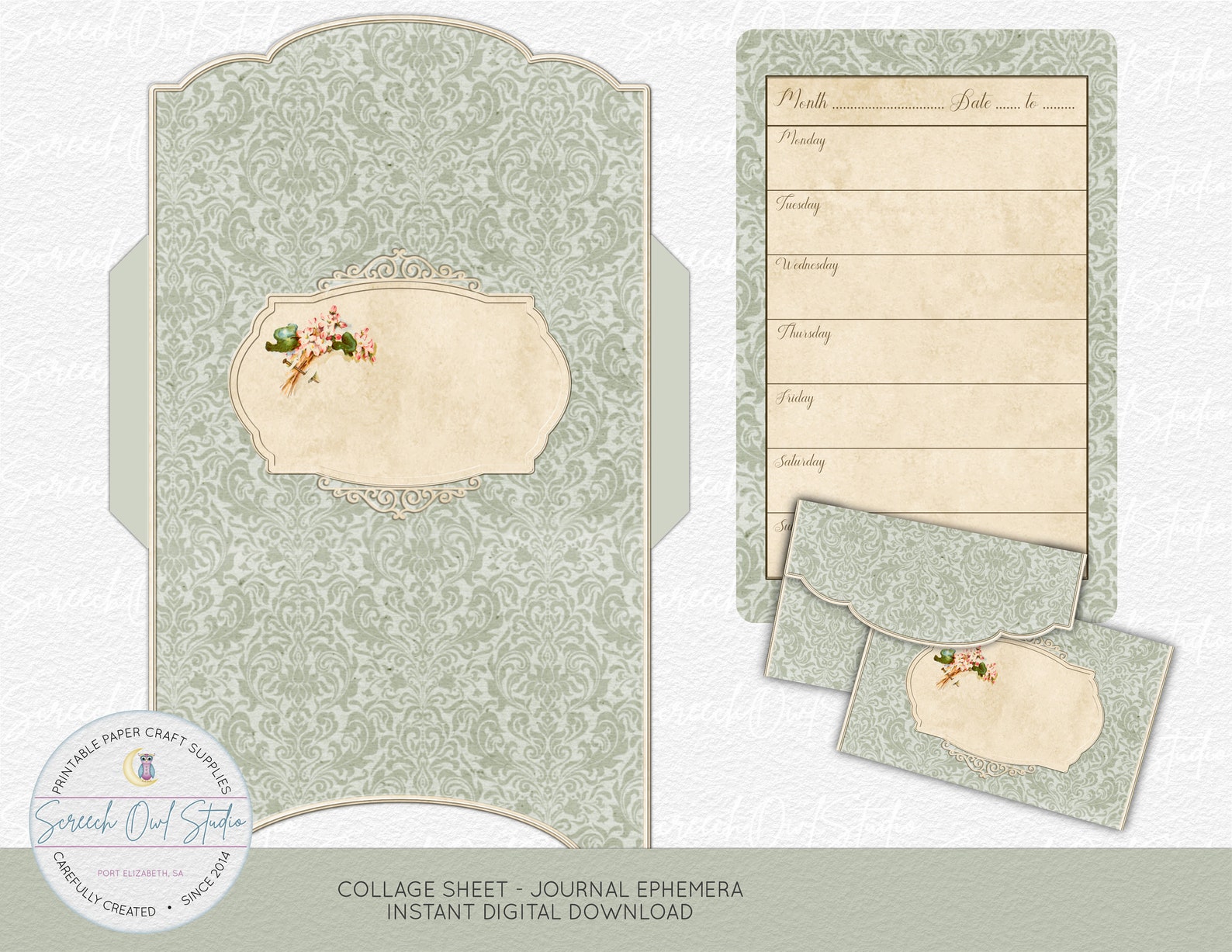 Journaling Ephemera Printable Paper Craft Supplies Weekly - Etsy