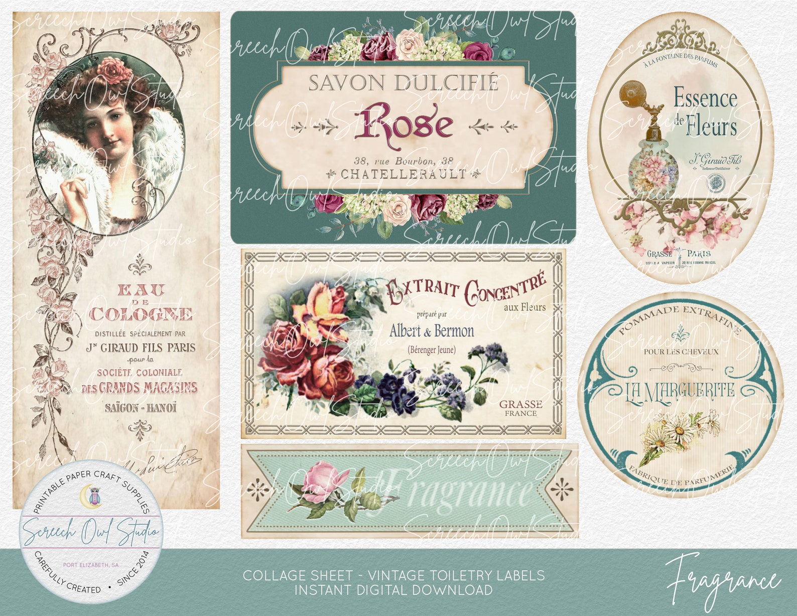 French Perfume Labels Collage Sheet Vintage Soap Labels - Etsy
