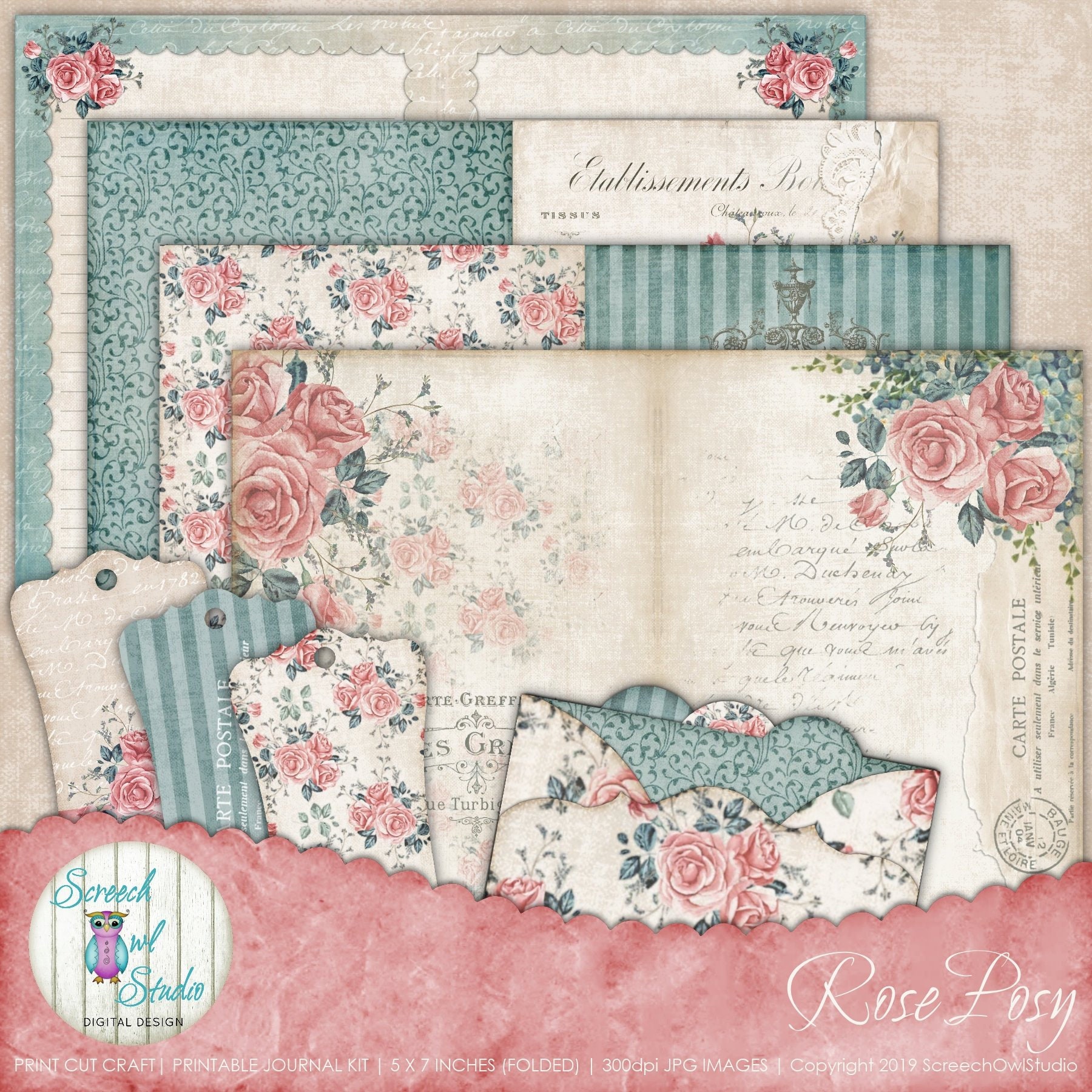 Paper, Party & Kids Journal Cards Jardin Botanique Collage Sheet ...