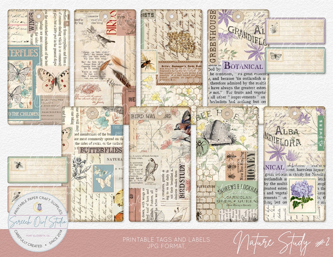 Journal Tags and Labels Printable Junk Journal Ephemera Gift - Etsy