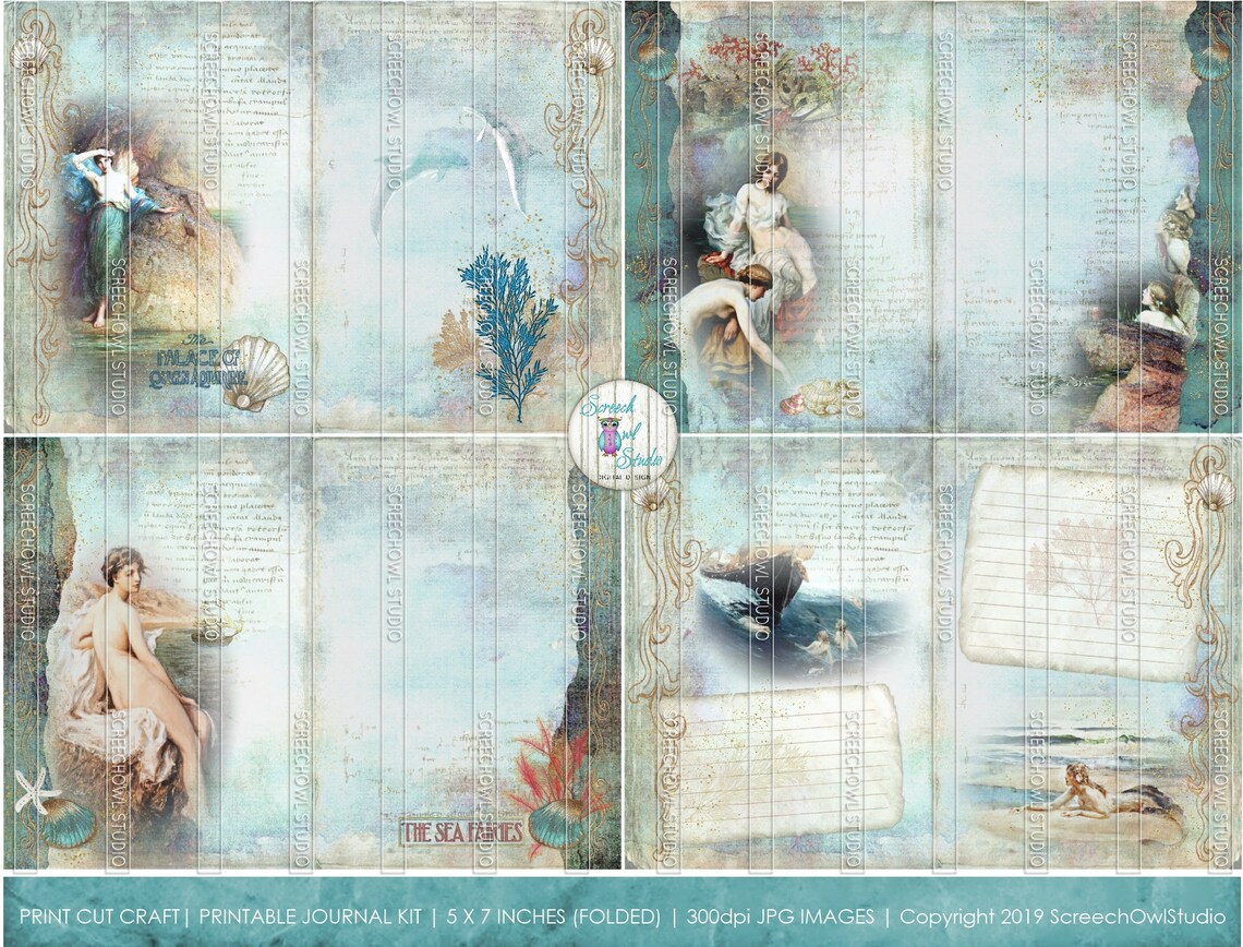 Mermaid Journal Kit Digital Journal Junk Journal 5 X - Etsy