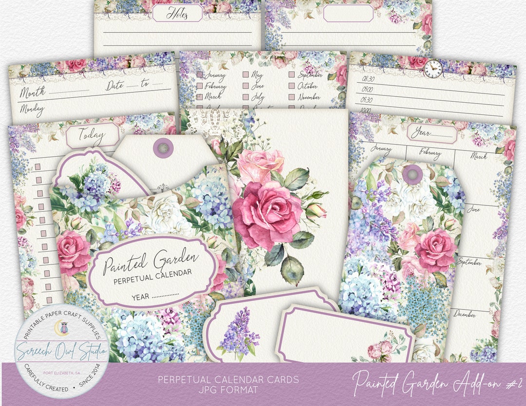 Perpetual Calendar Cards, Journal Ephemera, Agenda Planner, Paper Craft ...