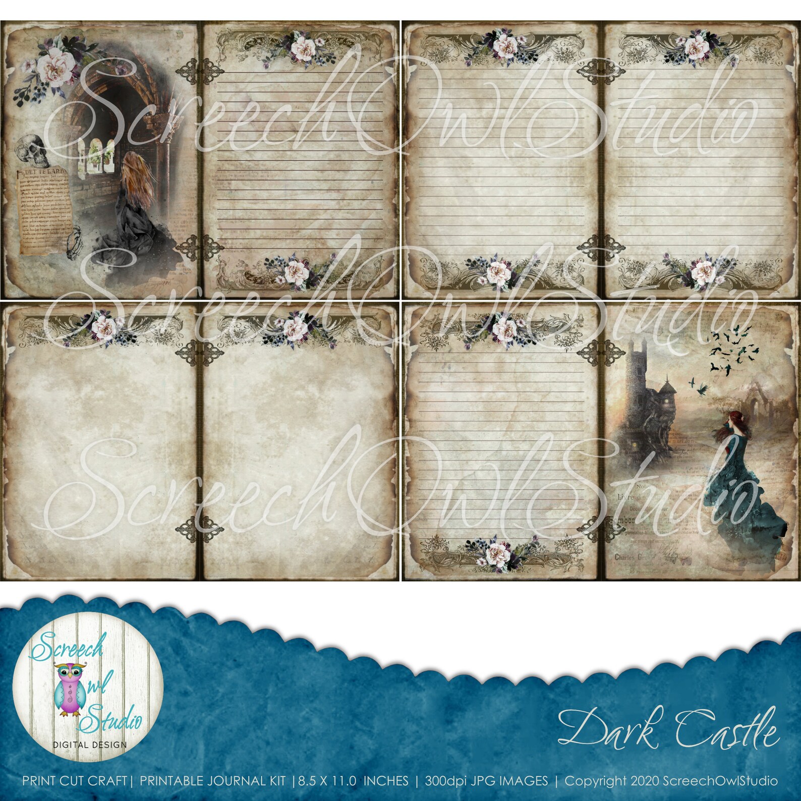 Gothic Journal Kit Digital Junk Journal 8.5 X 11 X in - Etsy