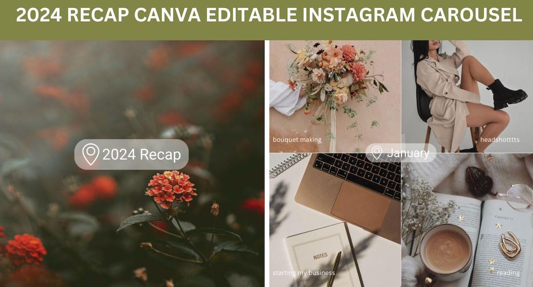 Customizable 2024 Instagram Recap Canva Carousel Template - Etsy