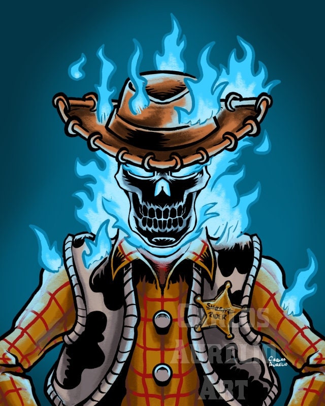 Toy Story/ghost Rider ART PRINT - “sheriff of Vengeance” ***various ...