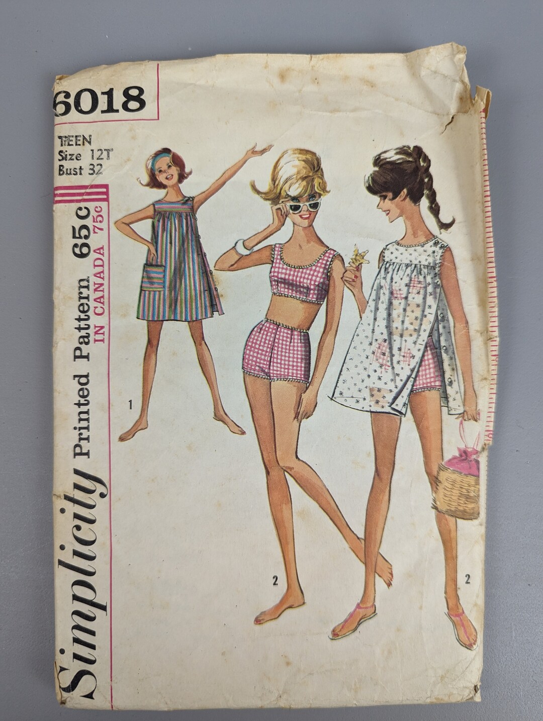 Rare Vintage 1950s 1960s Simplicity 6018 Two Piece Bathing Suit and ...