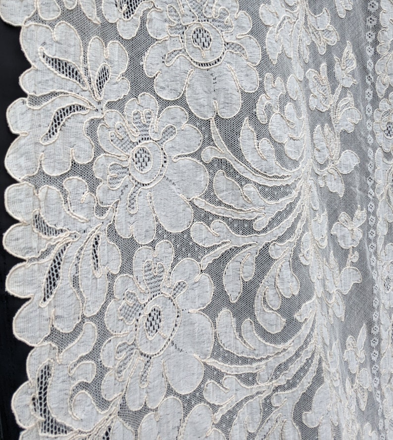 78"x65" Incredible 1920s Antique Alecon Lace French Handmade Lace ...