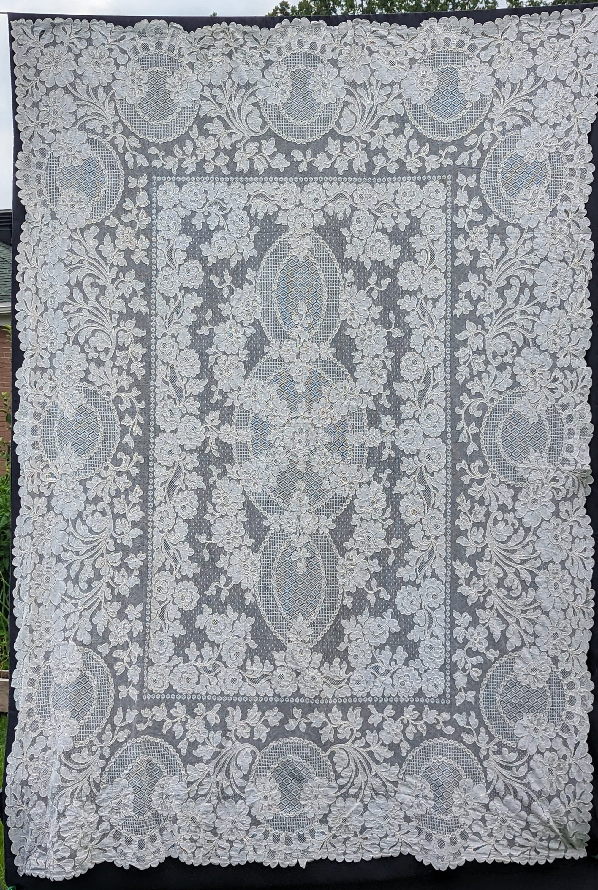 78"x65" Incredible 1920s Antique Alecon Lace French Handmade Lace ...