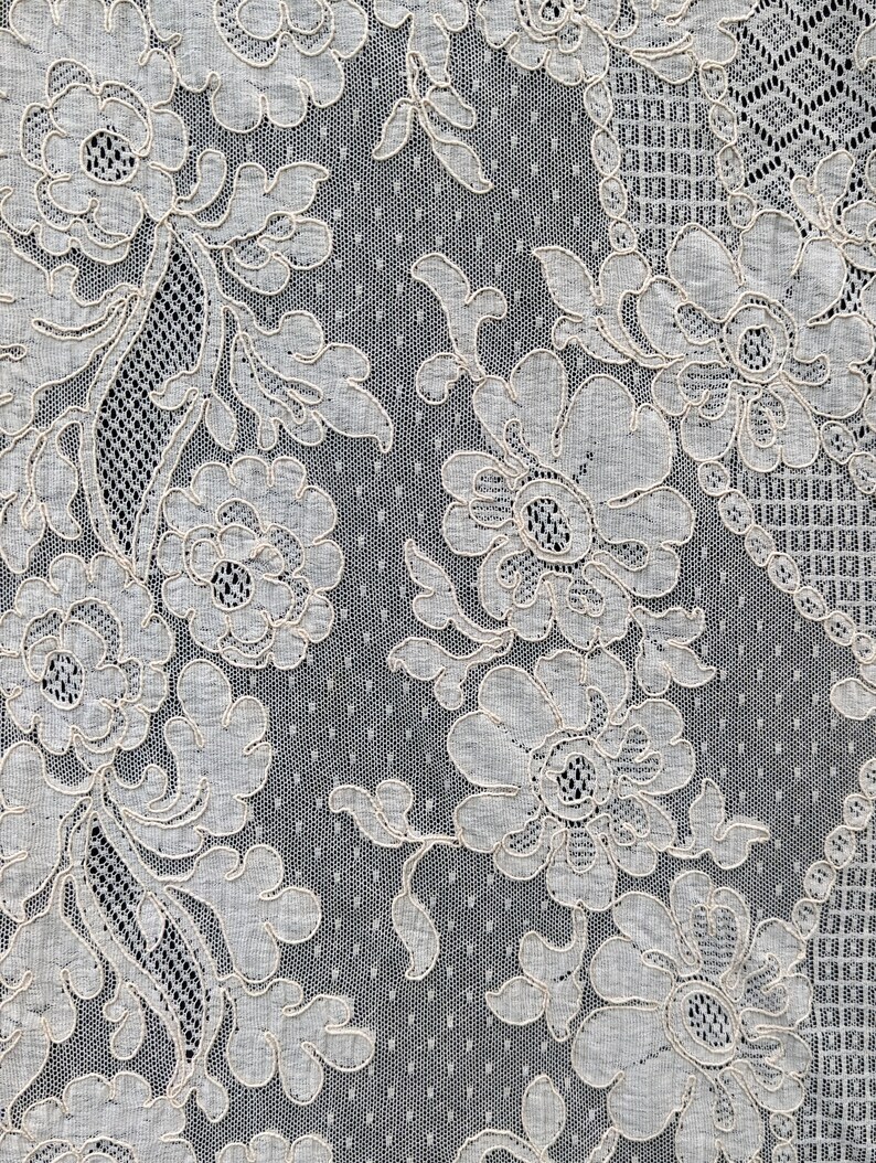 78"x65" Incredible 1920s Antique Alecon Lace French Handmade Lace ...