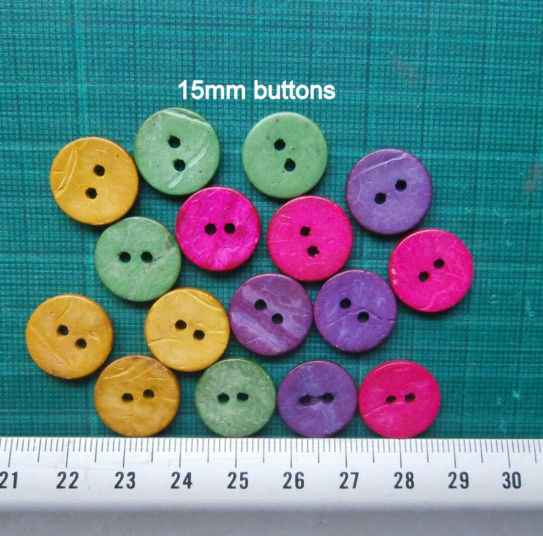 15mm Coloured Coconut Buttons Eco Friendly Rustic Textured - Etsy
