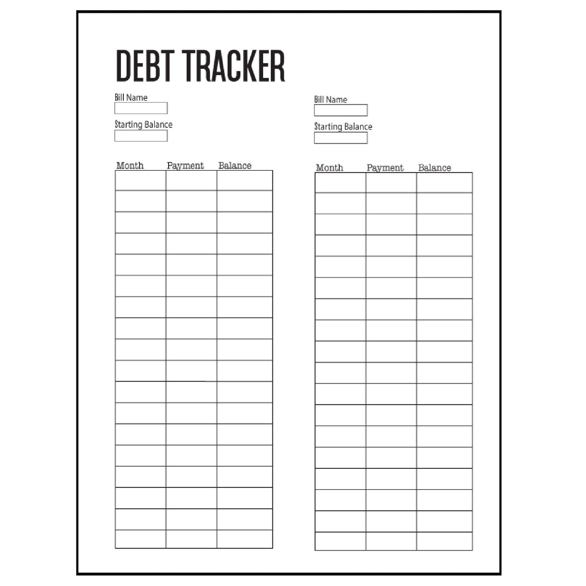 Debt Tracker Planner Page Debt Repayment 8.5x11" - Etsy