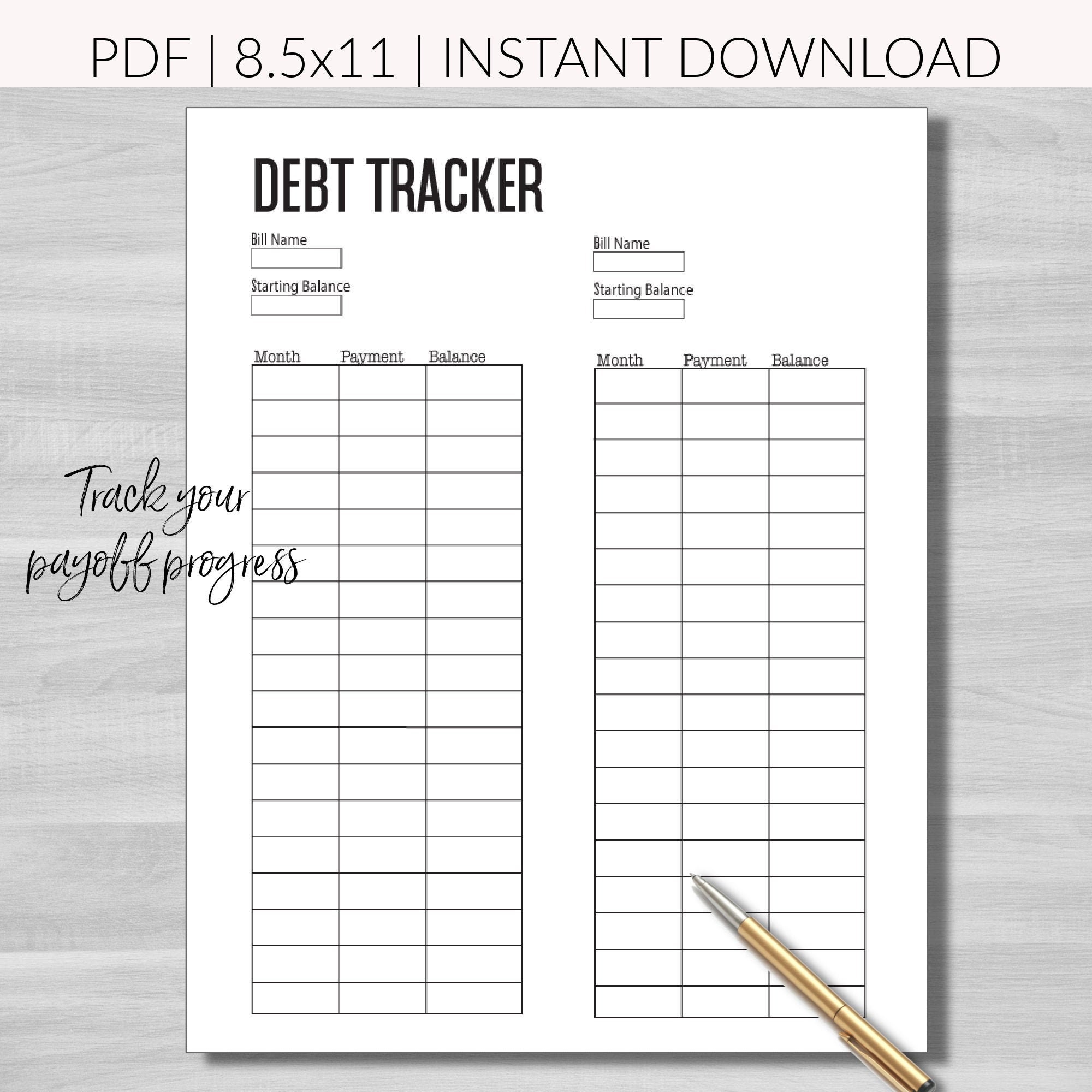 Debt Tracker Planner Page Debt Repayment 8.5x11" - Etsy