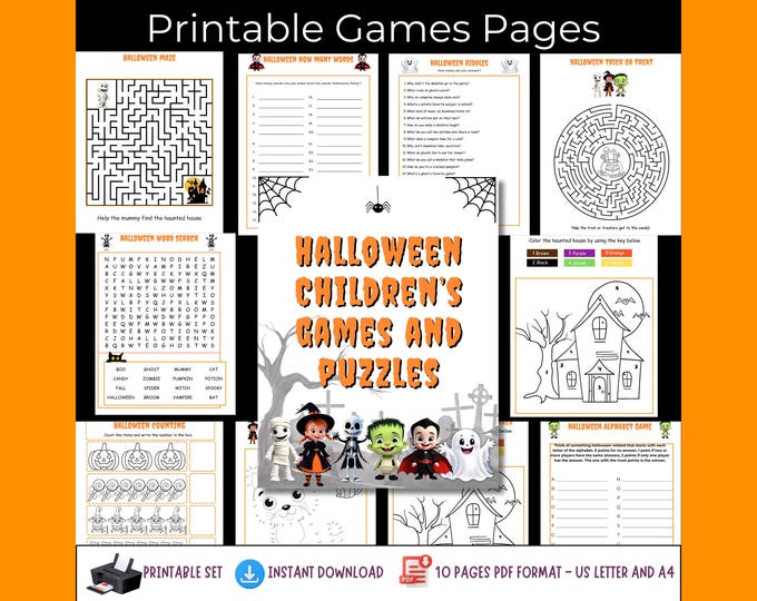 Halloween Games & Puzzles for Kids | Printable Activity Sheets (digital ...