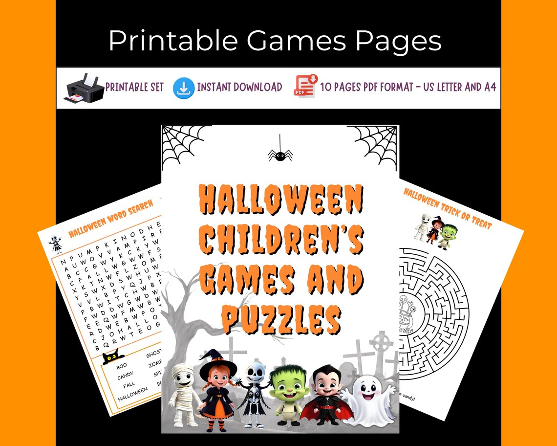 Halloween Games & Puzzles for Kids | Printable Activity Sheets (digital ...