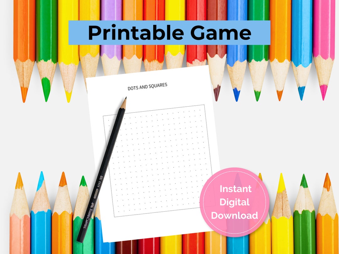 Instant Download Printable Dots and Squares Game - Dots and Boxes Game ...