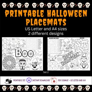 Halloween Children's Printable Coloring Activity Placemat Sheets ...