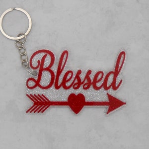 Blessed With Arrow and Heart Acrylic Keychain - Etsy