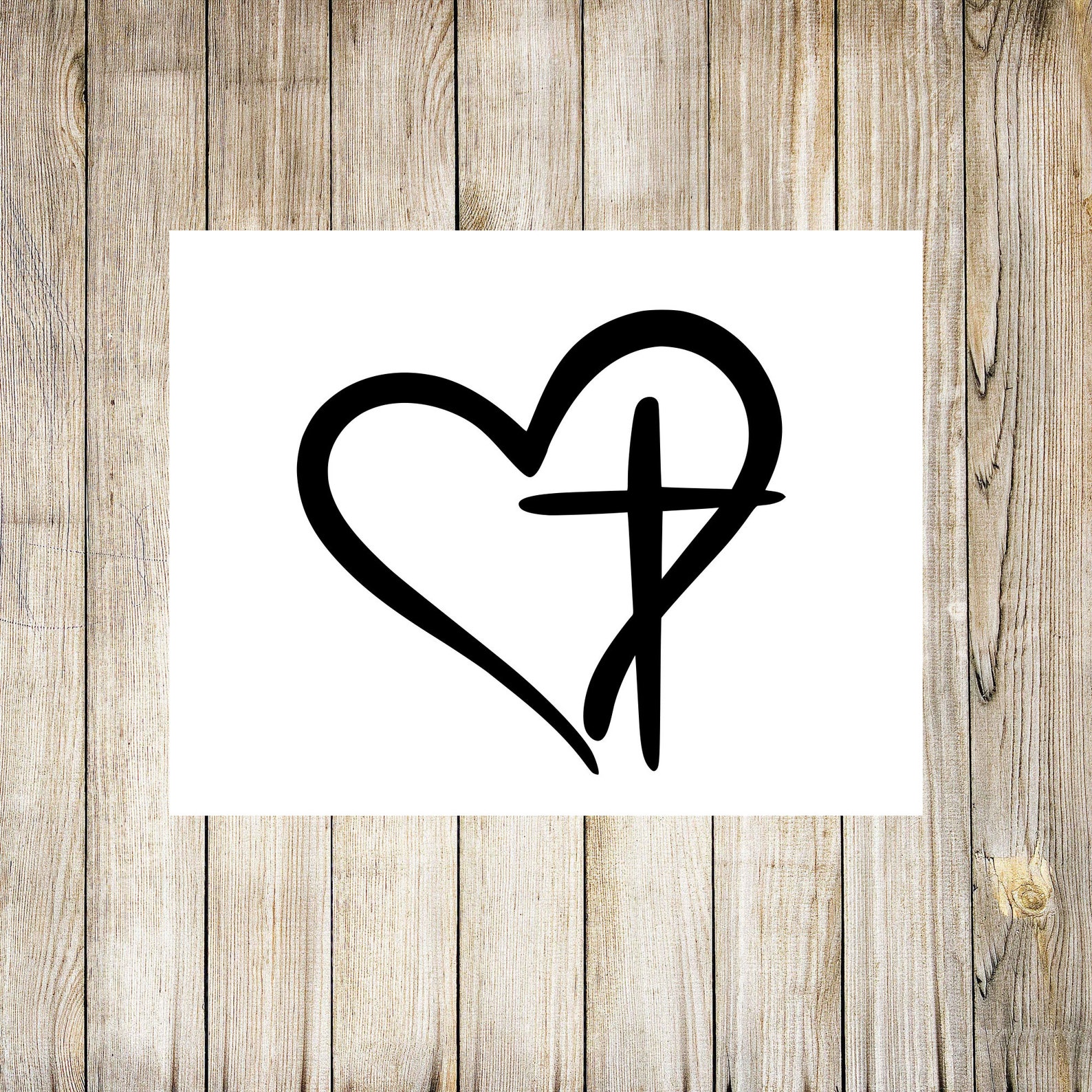Heart With Cross Decal Heart With Cross Sticker Heart With | Etsy