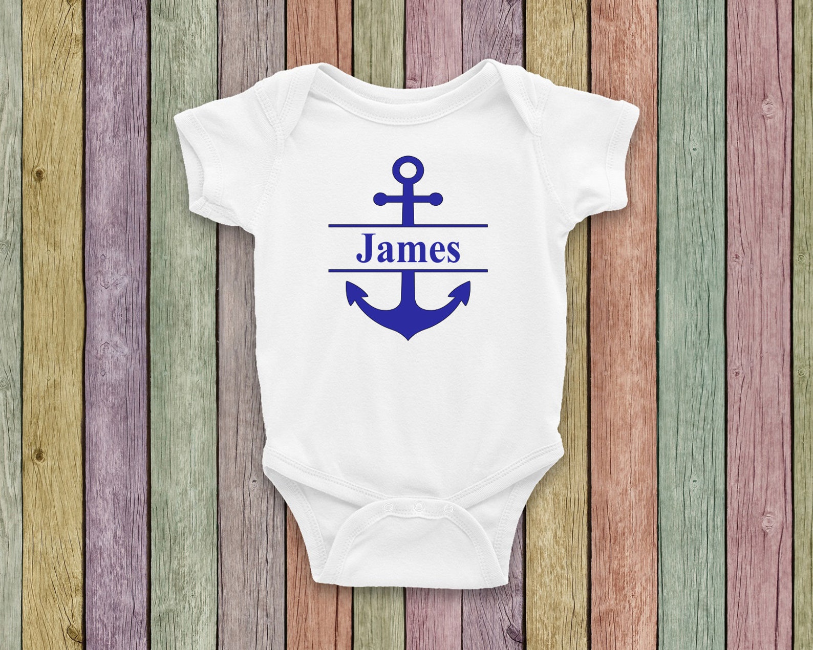 Split Anchor With Name Baby Onesie Custom Baby Onesie | Etsy