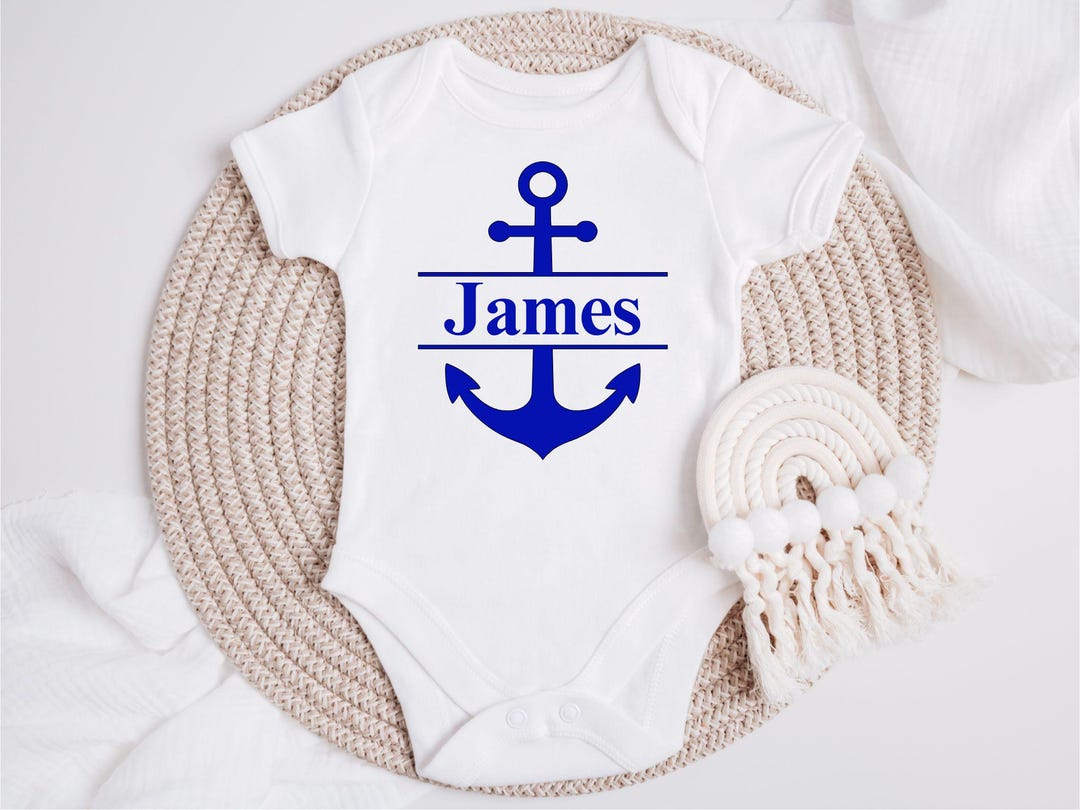 Split Anchor With Name Baby Onesie® Custom Baby Onesie® Personalized ...