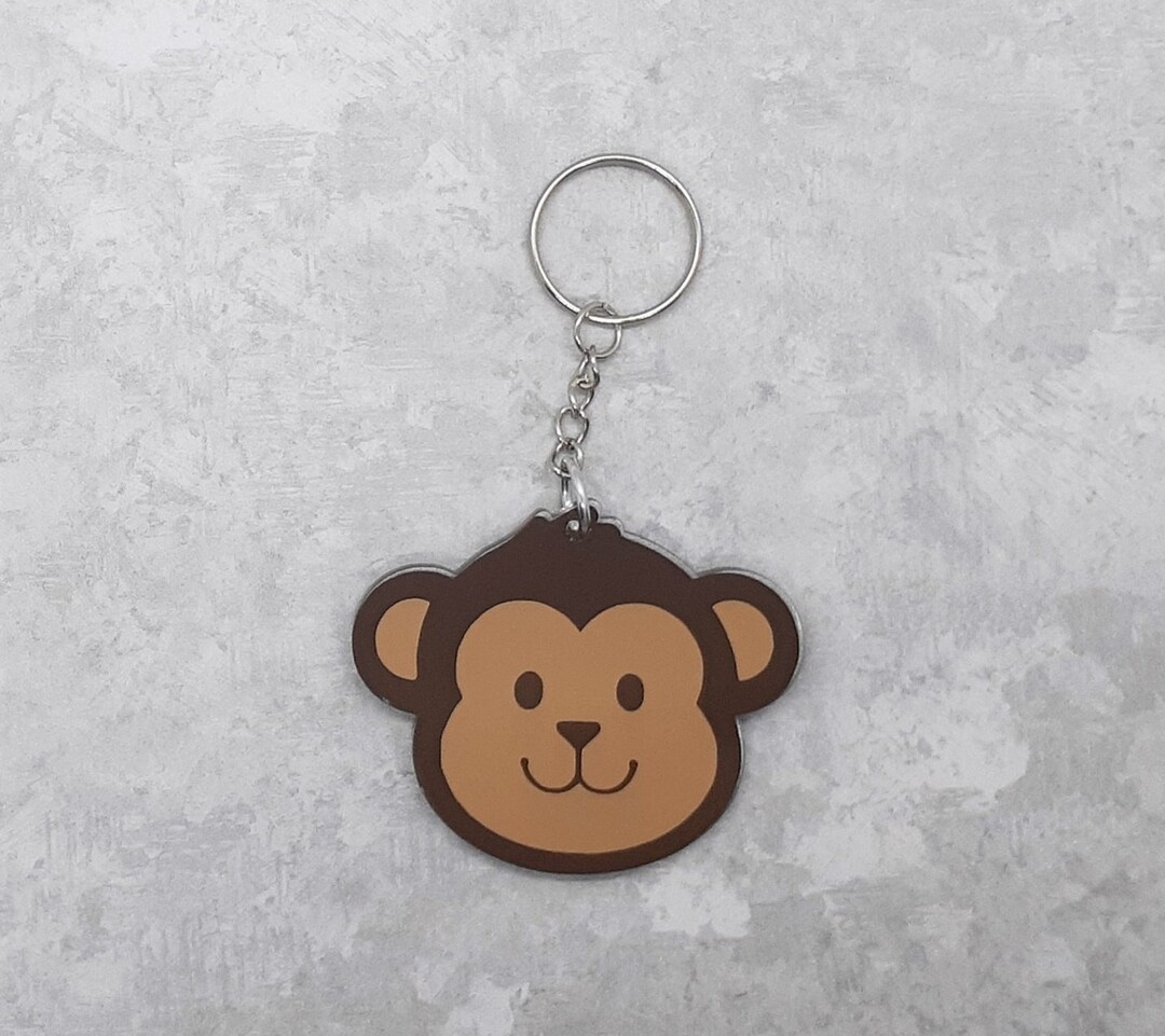 Monkey Face Keychain Cute Monkey Face Acrylic Keychain - Etsy