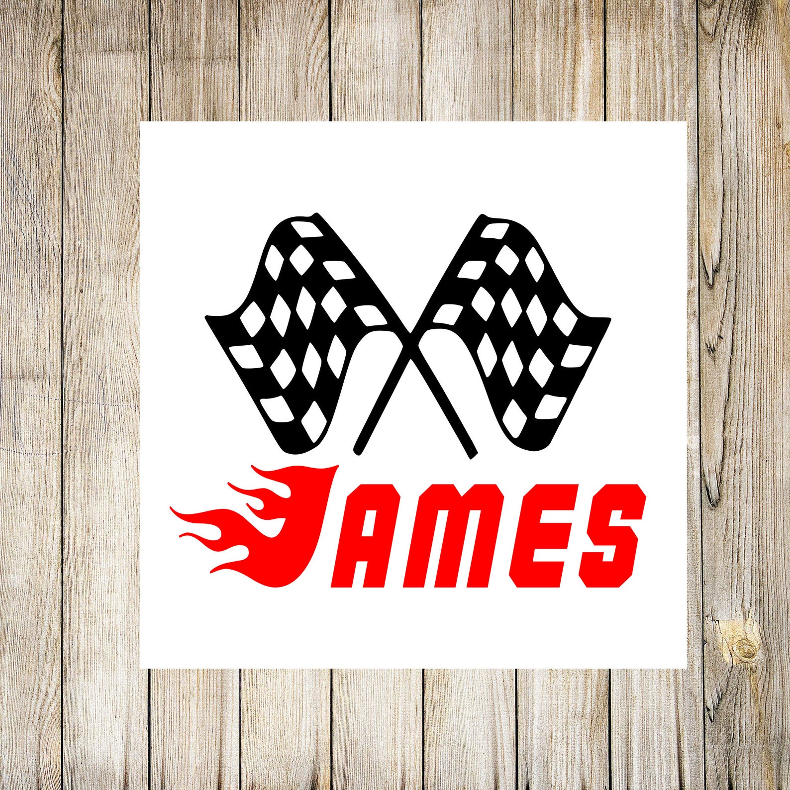 Checkered Flags With Name Decal/ Kids Name Decal / Racing | Etsy