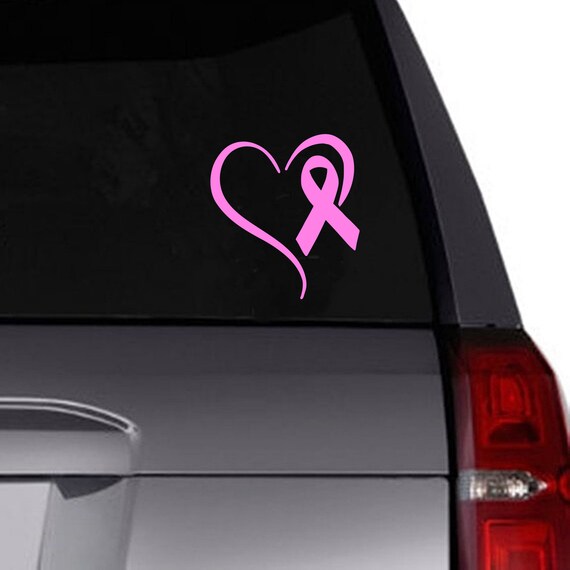 Breast Cancer Ribbon Heart Car Decal Breast Cancer Awareness | Etsy