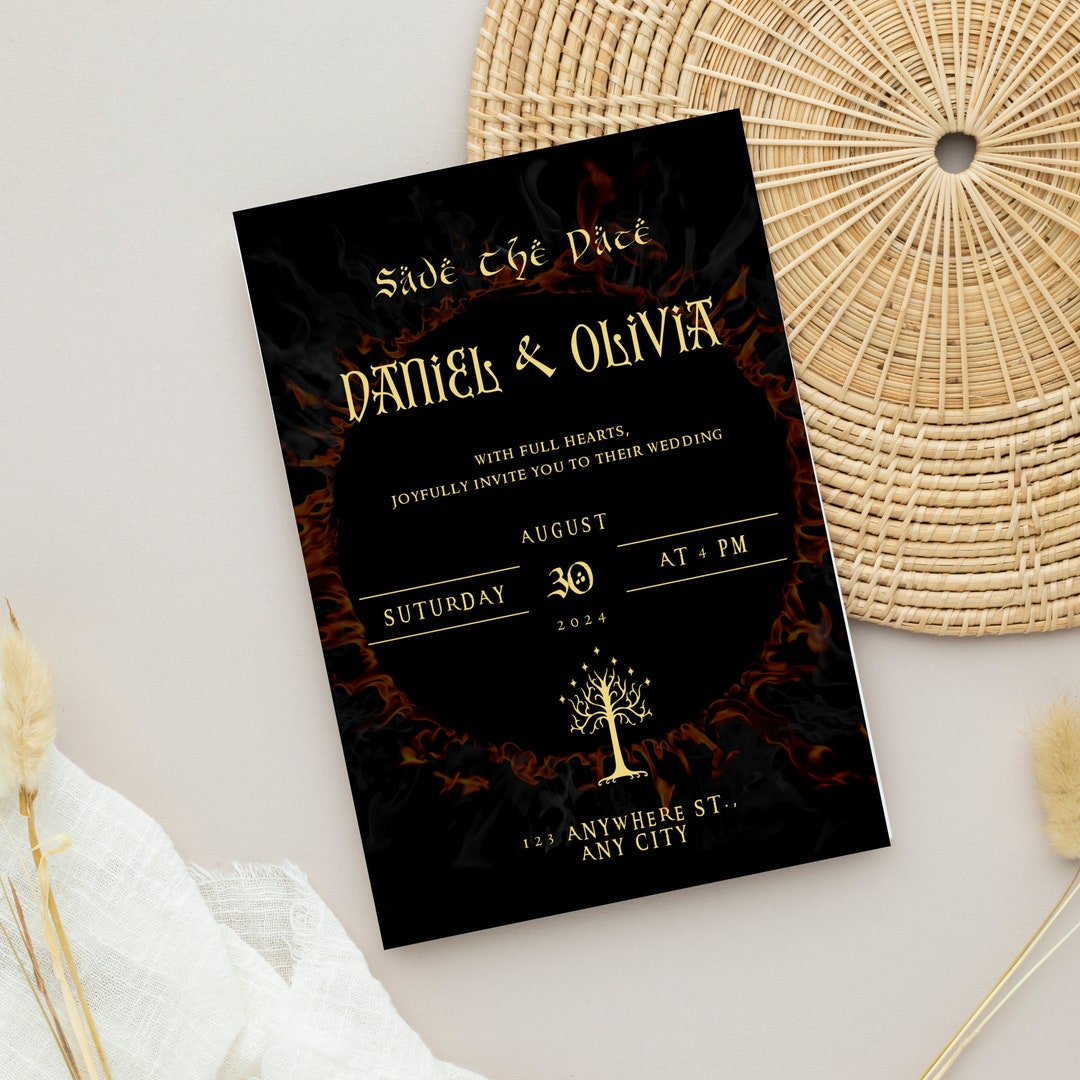 LOTR Themed Wedding Invites , LOTR Invitation , Wedding Invites ...