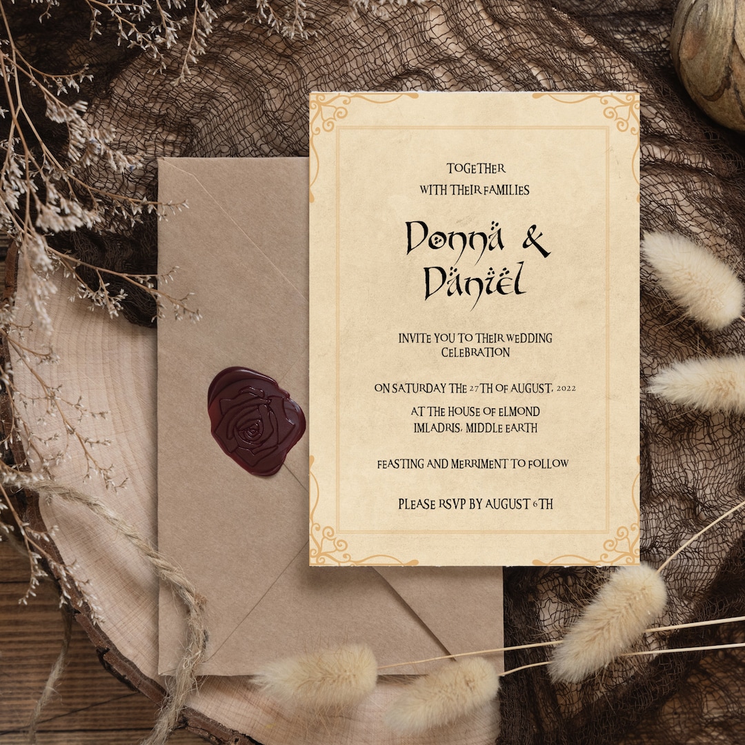 LOTR Wedding Invitation , LOTR Themed Wedding Invites , Wedding Invites ...