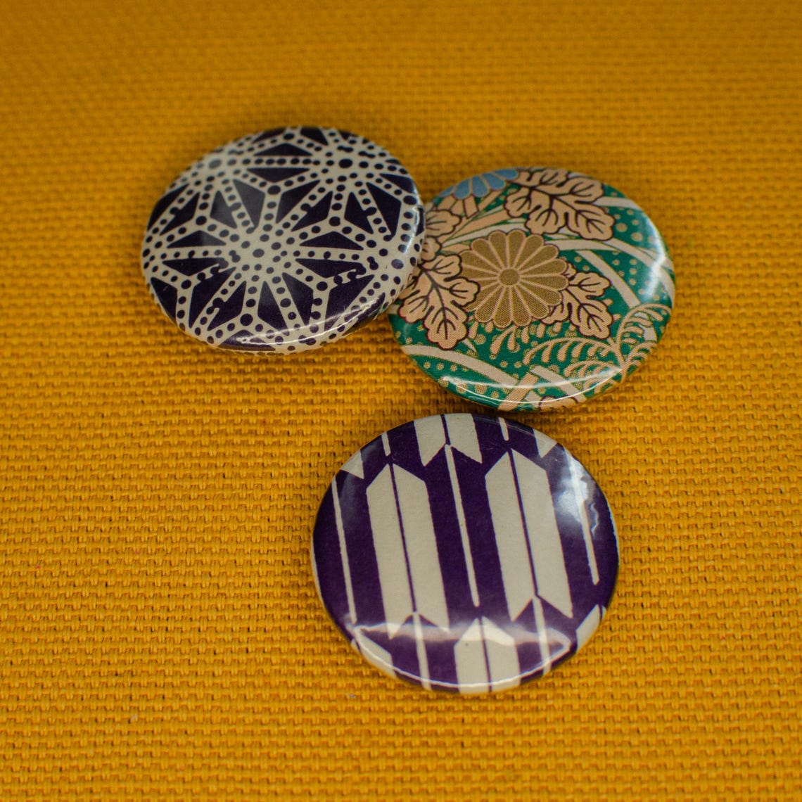 Vintage Style Button Pins Origami Print - 3 Pack - 1 Inch - 25mm ...