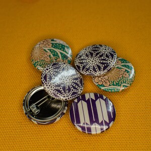 Vintage Style Button Pins Origami Print - 3 Pack - 1 Inch - 25mm ...
