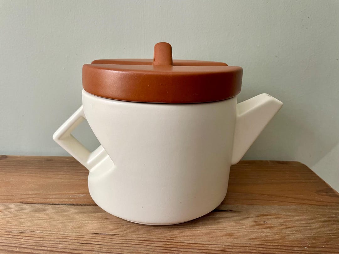 Vintage Ceramic Cubist Brutalist Teapot West Germany Brown White - Etsy