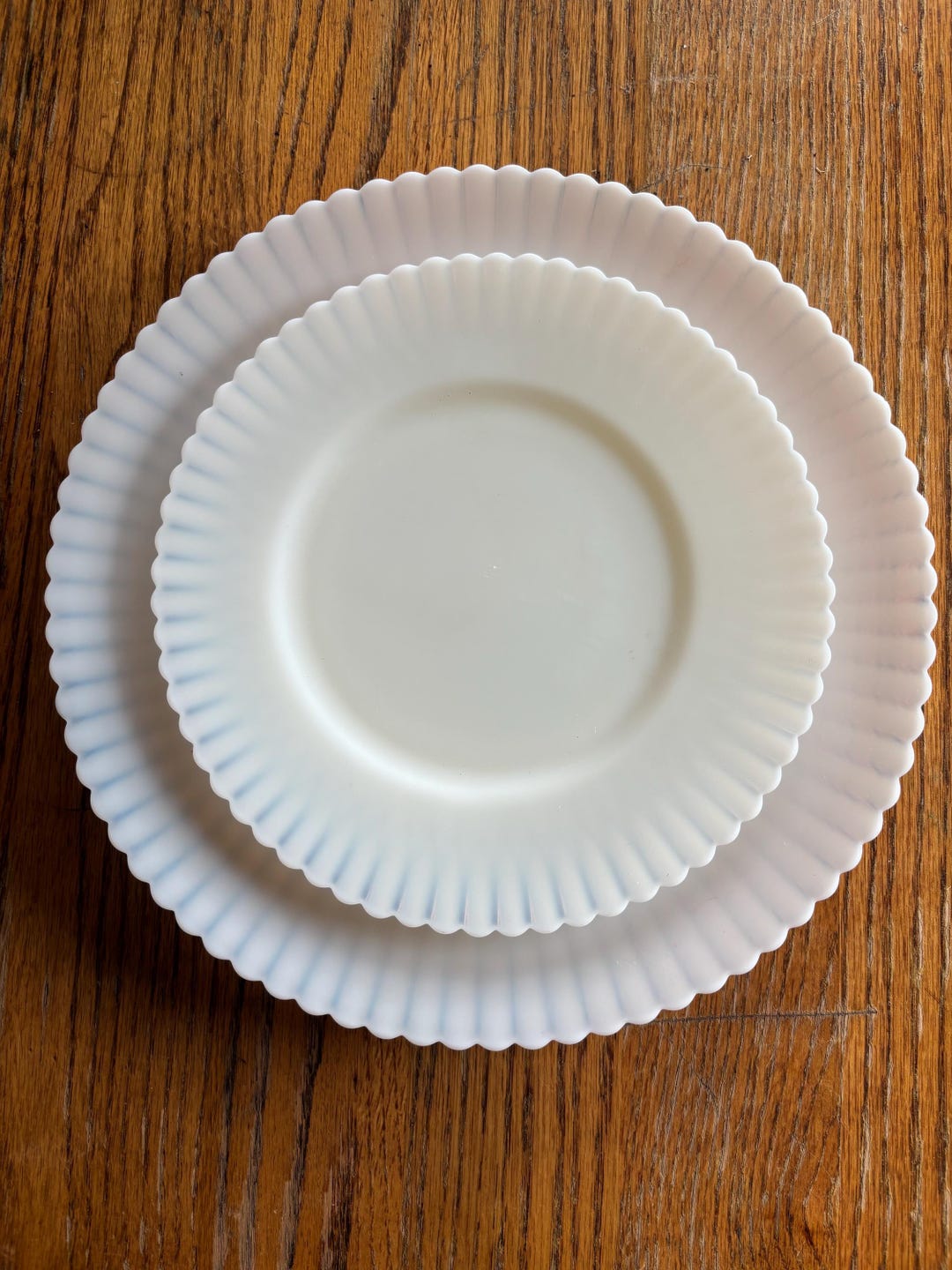 Vintage Macbeth Evans Petalware Plate Set: Milk Glass Salad Dessert ...