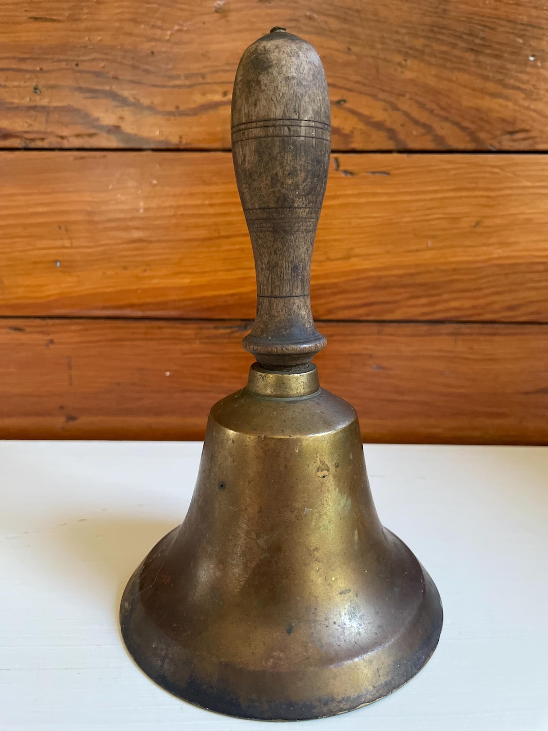 Antique Brass School Lunch Farm Bell Wood Handle Handbell - Etsy