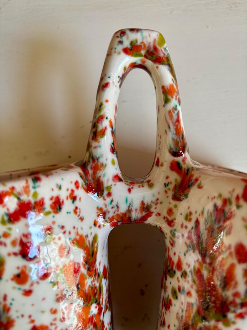 Vintage Flower Vase Midcentury Splatterware Double Wedding Ceramic ...