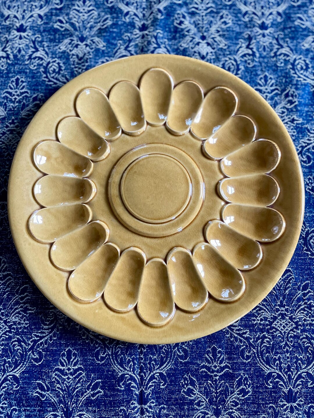 Vintage Calif Pottery Deviled Egg Platter Gold Serving Plate - Etsy