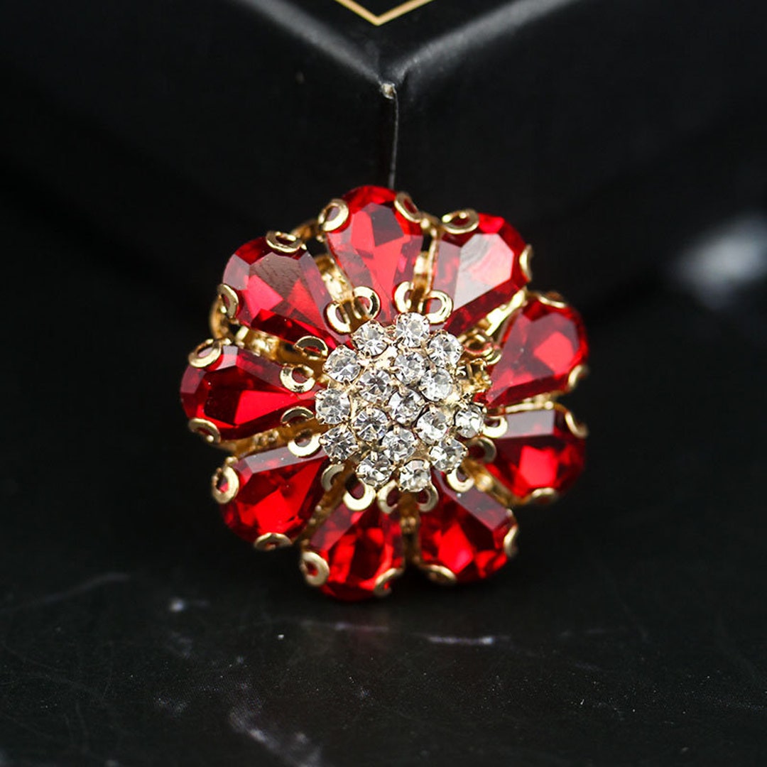 2pcs 34mm Red Rhinestone Button Coat Round Button Decorative Buttons - Etsy