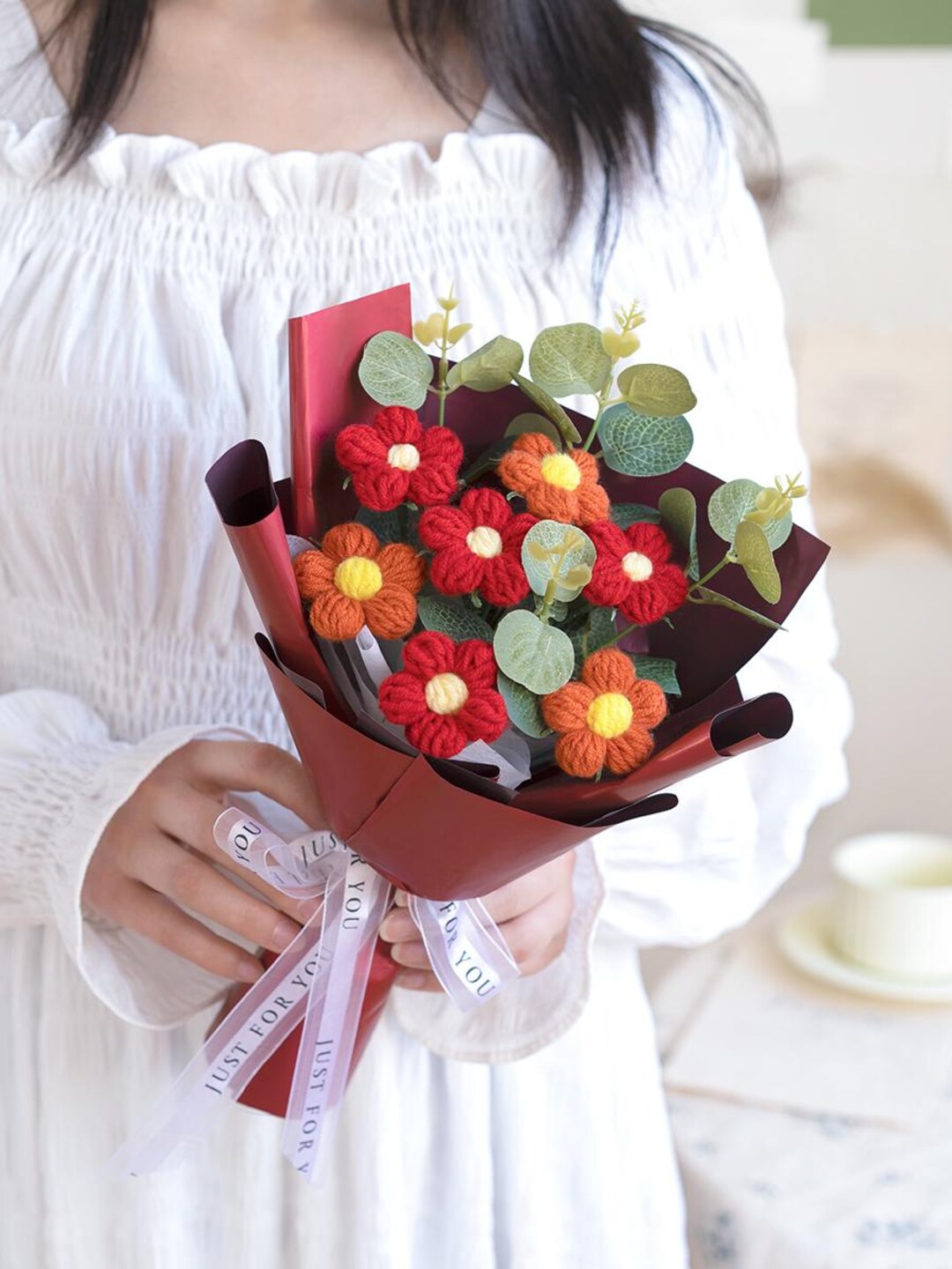 Handmade Woven Flower Knitted Finished Holiday Wedding Bouquet - Etsy